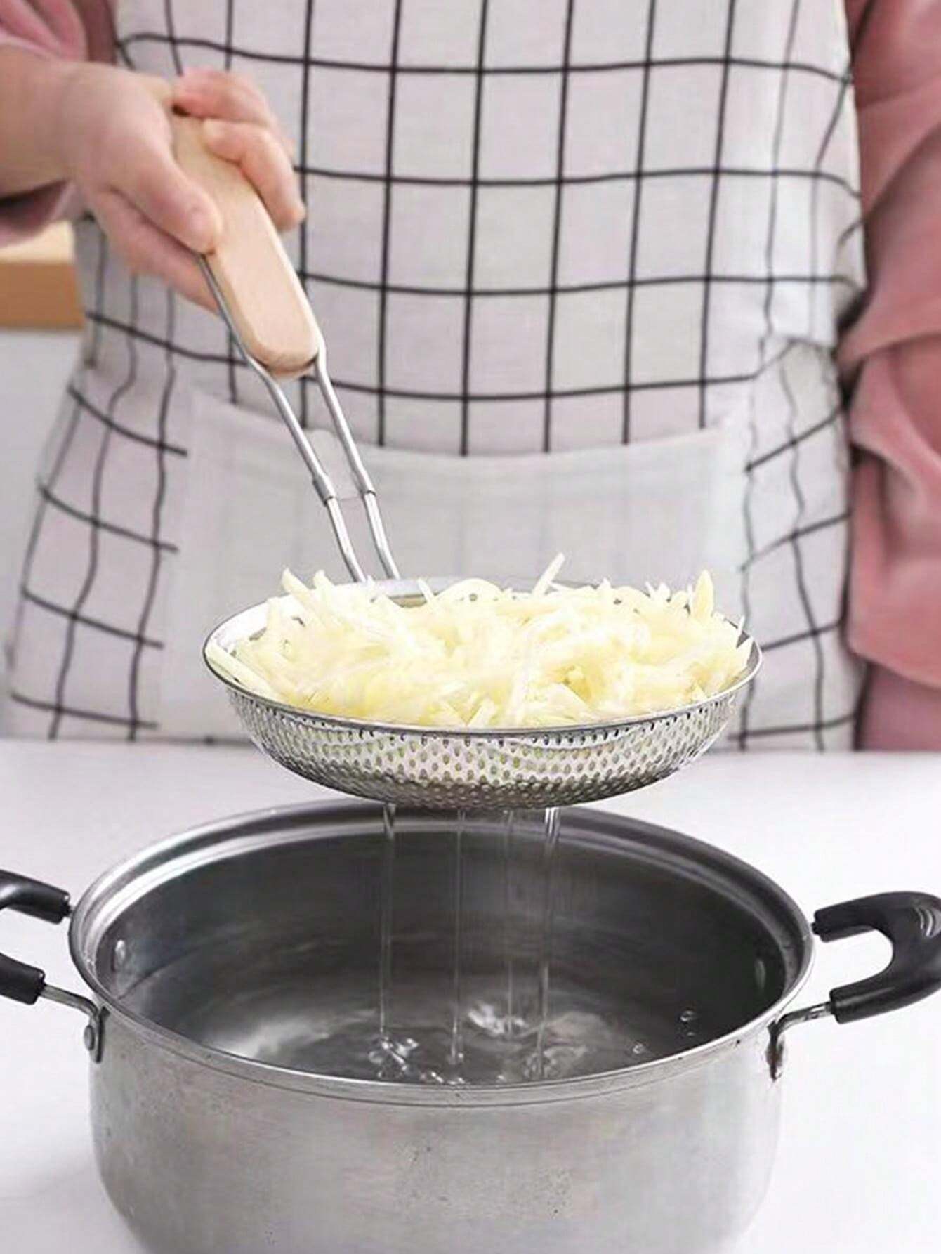 1PC Stainless Steel Wooden Handle Colander, Strainer Spoon, Scooper ...