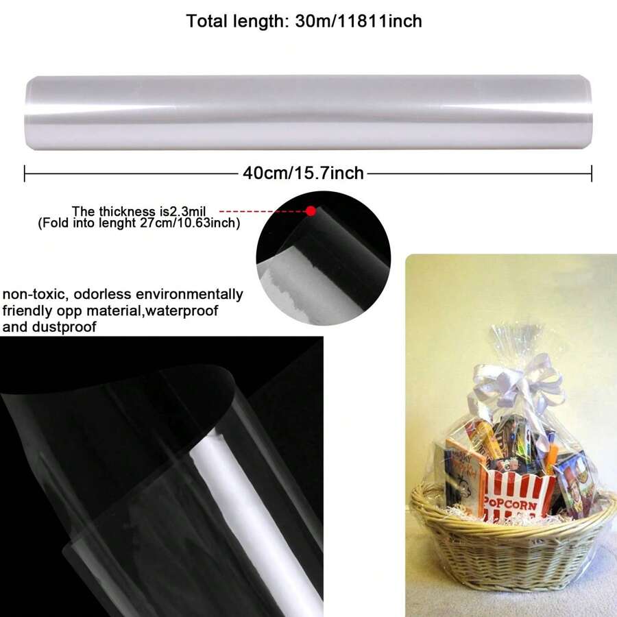 40cm X 30m Cellophane Wrap For Gift Baskets Clear Cellophane Wrap ...