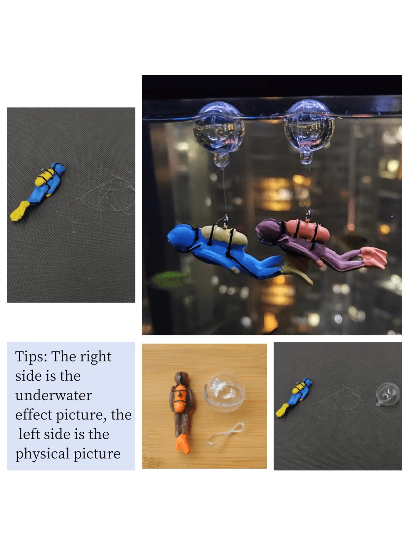 New Resin Floating Scuba Diver Fish Tank Decoration With Underwater ...