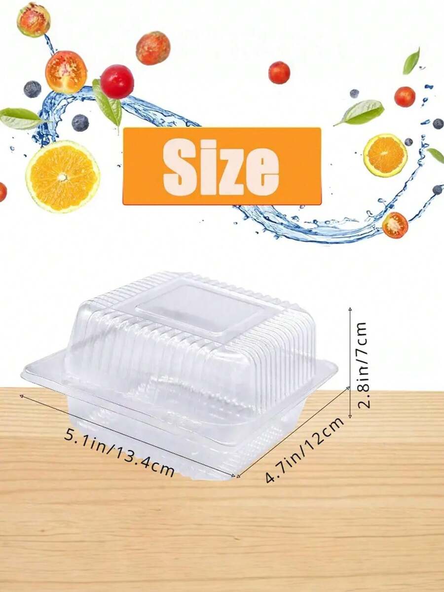 6pcs Clear Plastic Hinged Lid Food Containers, Suitable For Packaging ...