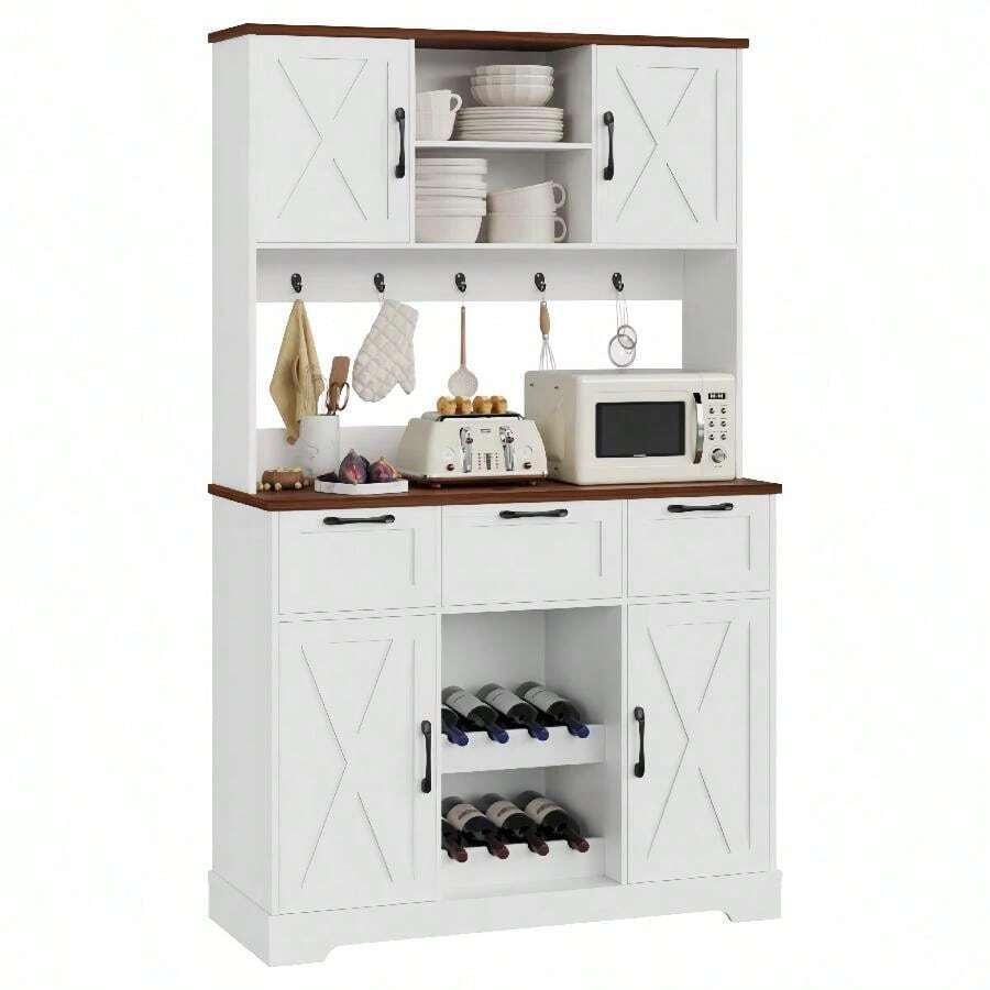 ITUSUT 72.6'' Tall Kitchen Pantry Storage Cabinet, Freestanding Buffet ...