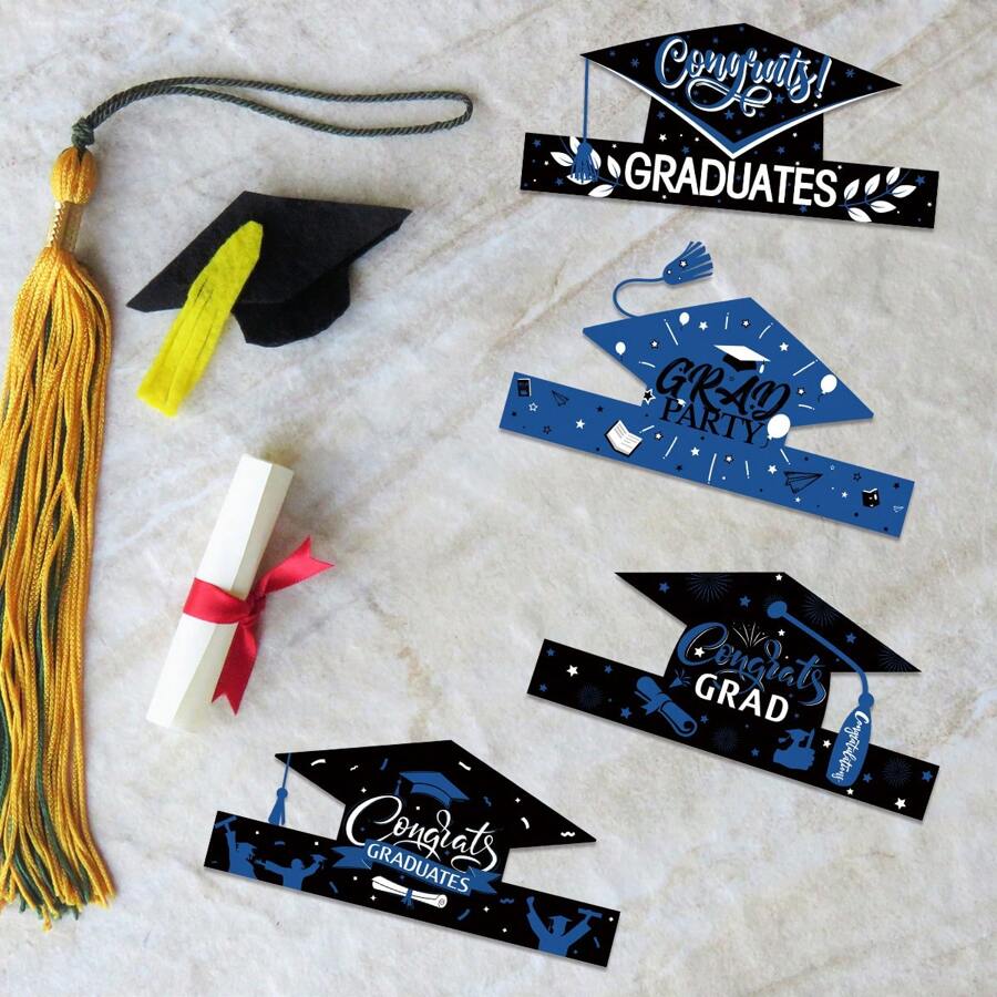 24PCS Congratulation Graduation Paper Hats And Glasses Sets, Graduation ...
