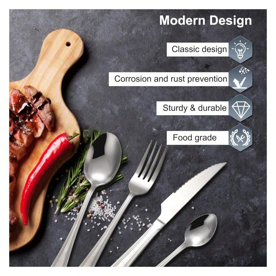 YONGSTYLE Sleek Stainless Steel 6-Piece Cookware Set And 24-Piece ...