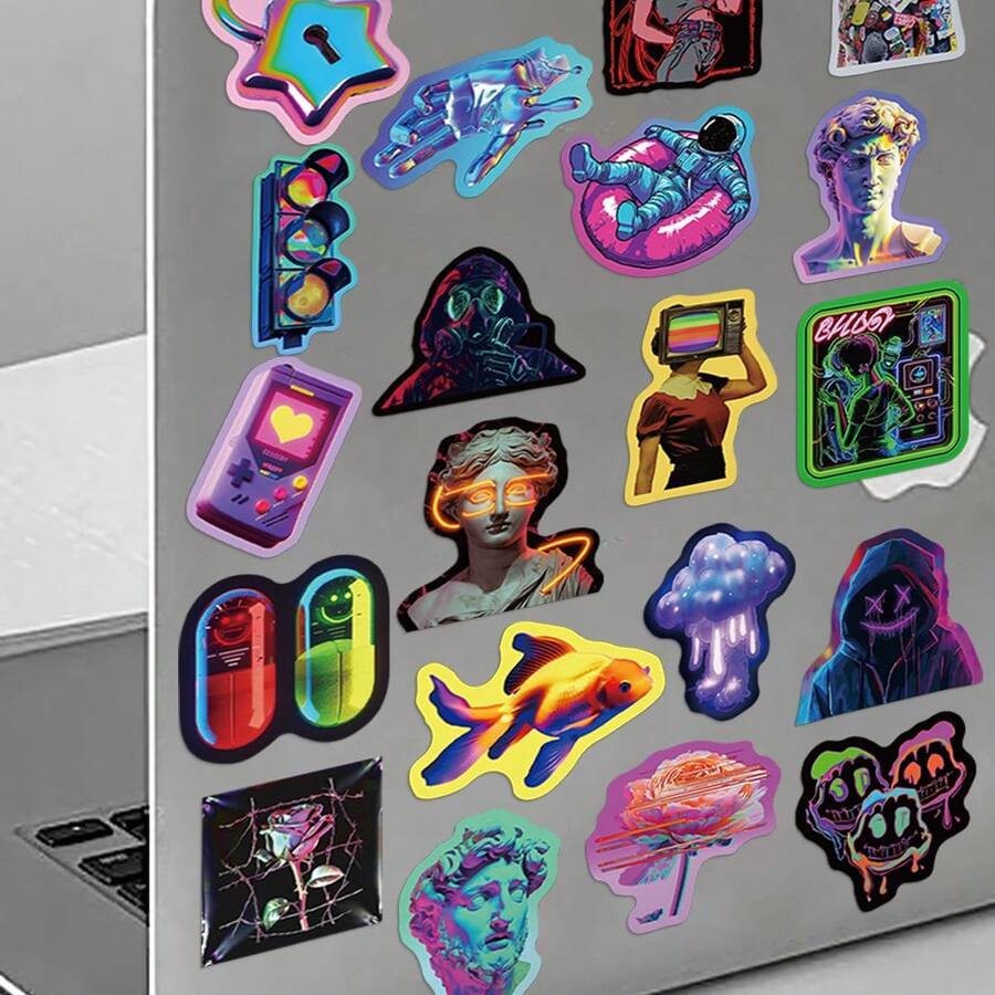 SHEIN X Candylover89 50pcs Cyber Style Stickers Punk Style Technology ...