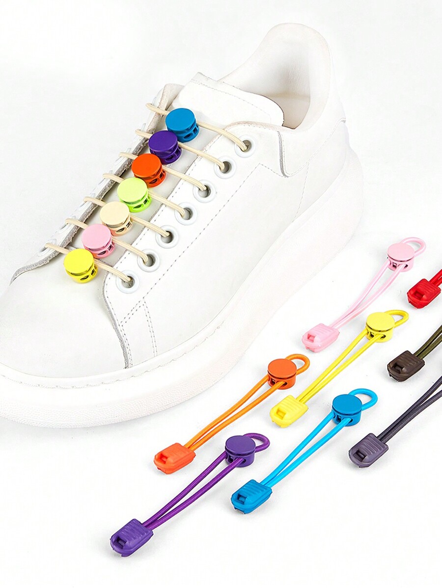1 Pair Round Elastic No Tie Shoe Laces Tieless Elastic Shoe Laces ...
