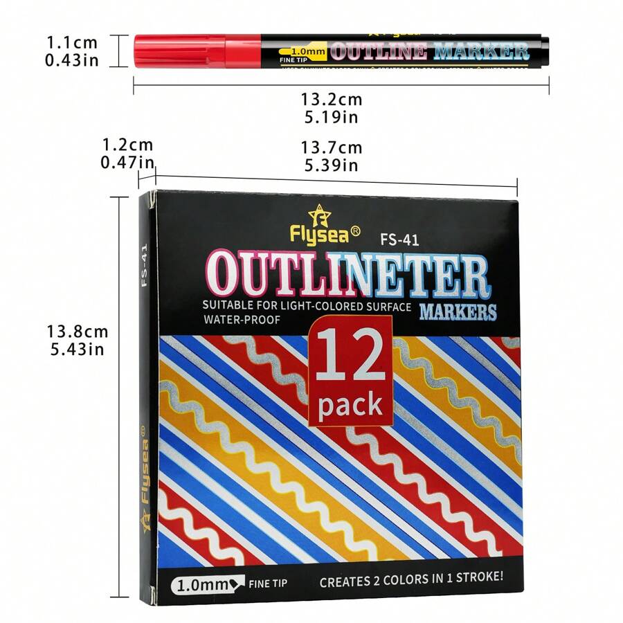 Double Line Outline Pens, 12 Colors Self-Outline Silver Metallic ...