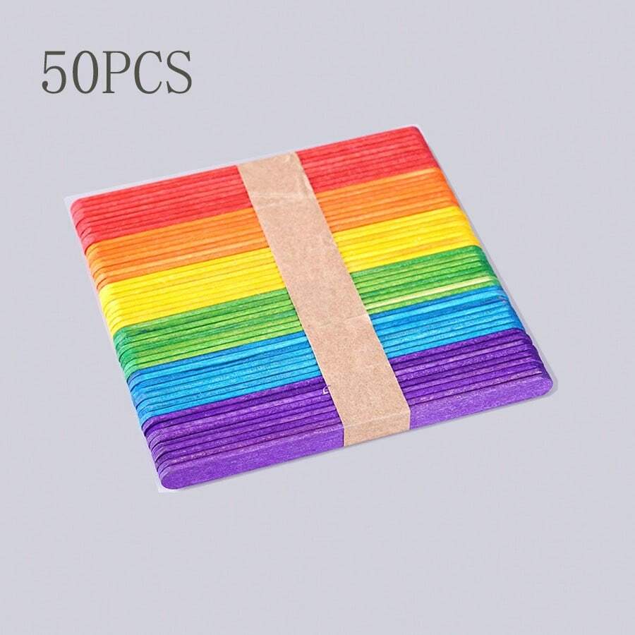 50 Pcs 4.5-Inch Wooden Craft Sticks DIY Wood Sticks For Handcrafts ...