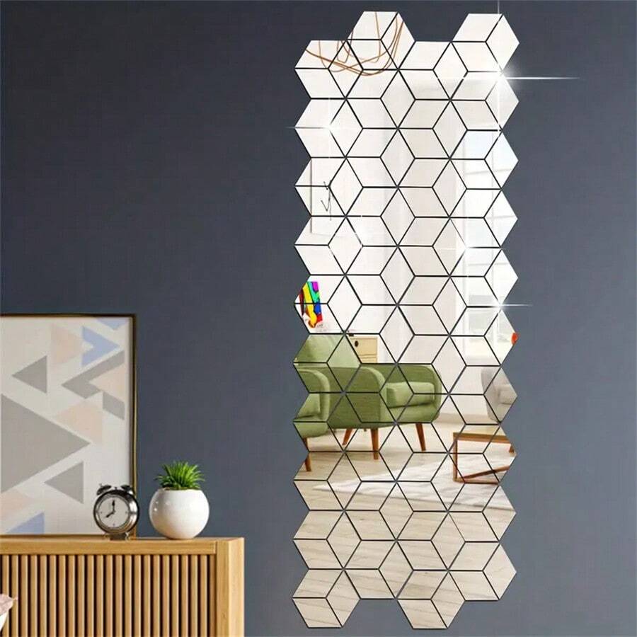 12pcs Acrylic Mirrors, Parallelogram 3D Wall Stickers, Self-Adhesive ...