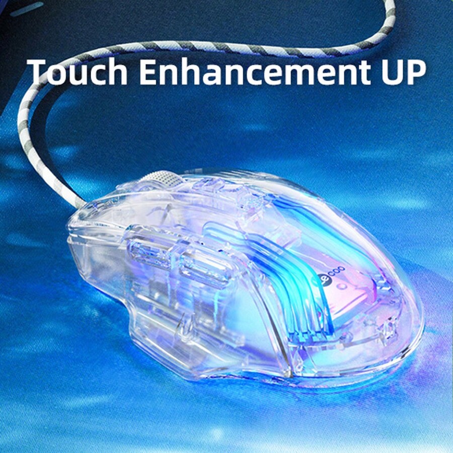 Lecoo Wired Gaming Mouse, PC Gaming Transparent Mice [Breathing RGB LED ...