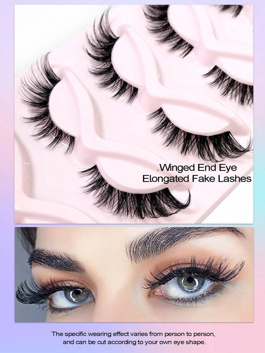 New Cat Eye Eyelashes 3D Natural Transparent Band False Lashes Fluffy ...