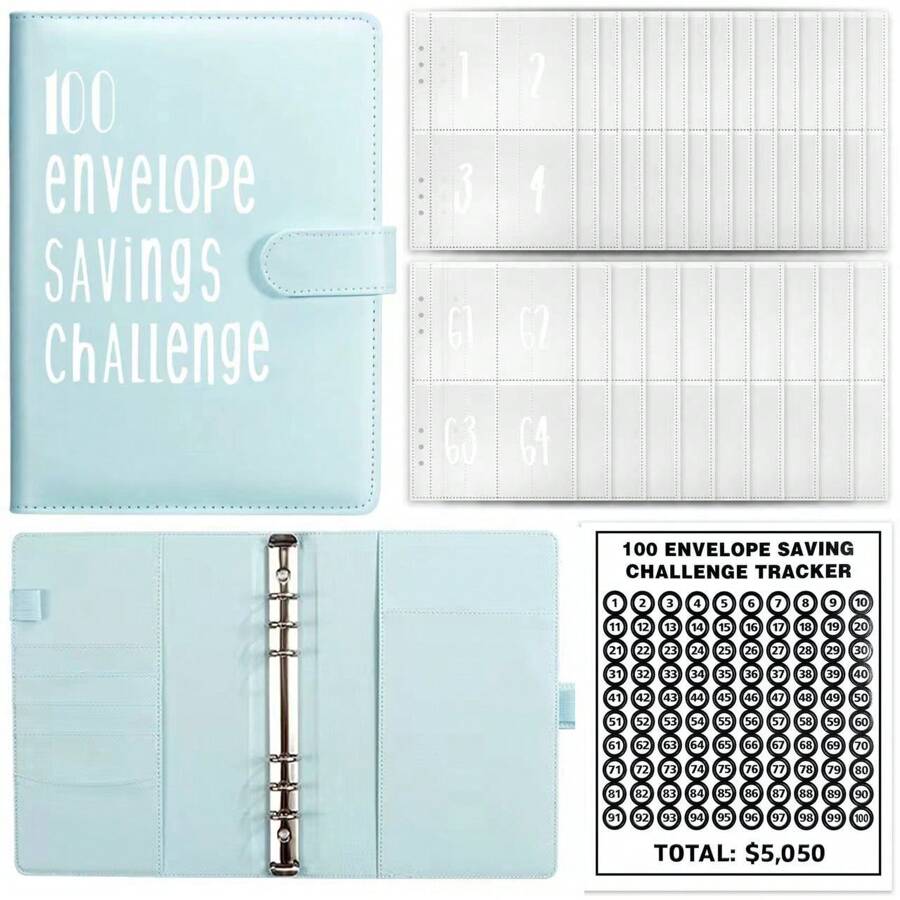 1pc Savings Challenge Booklet - 100 Envelopes Challenge Notebook ...