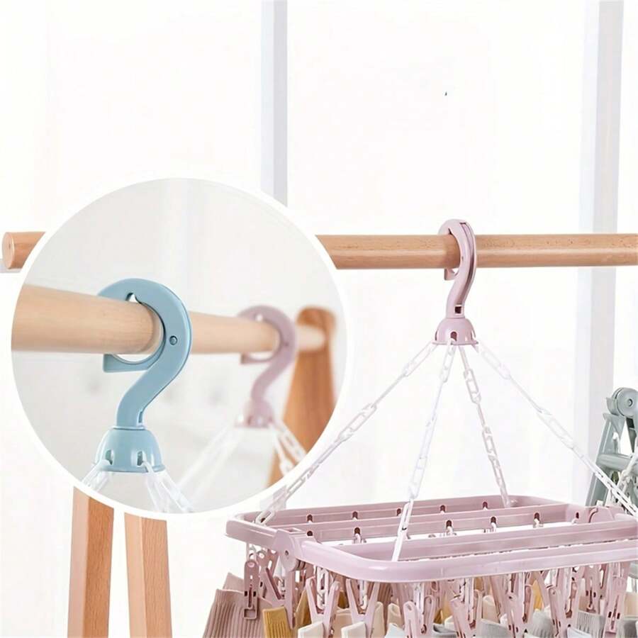 1pc 32 Clip Hanging Hanger, Folding Hanger, Multi-Function Drying Rack ...