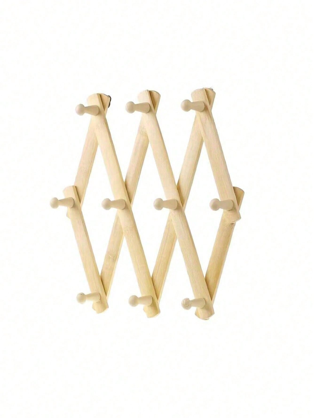 Expandable Wooden Coat Hanger Wall Mount Clothes Hook Rack, With ...