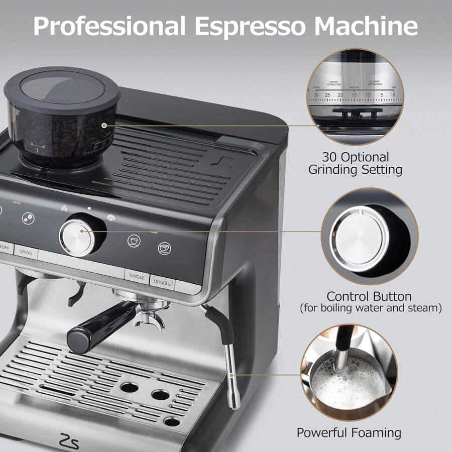 Espresso Machine 20 Bar, Professional Espresso Maker Cappuccino Machine ...
