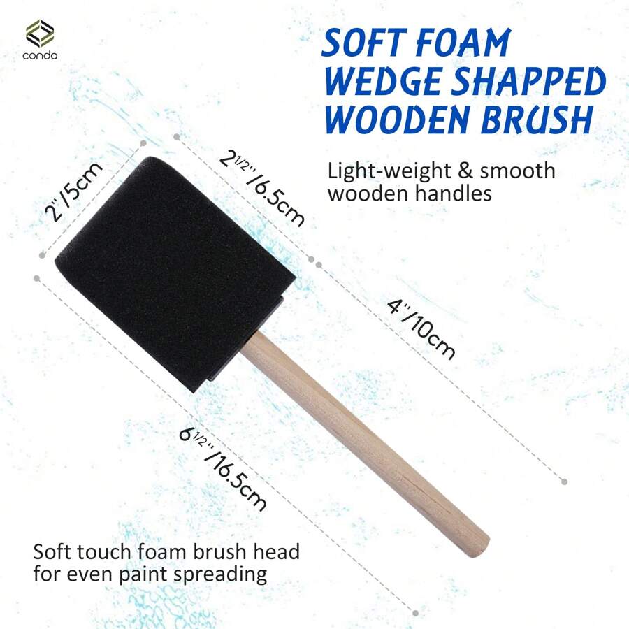 Conda 2 Inch Sponge Brush Set, 45pcs Foam Brushes For Painting And ...