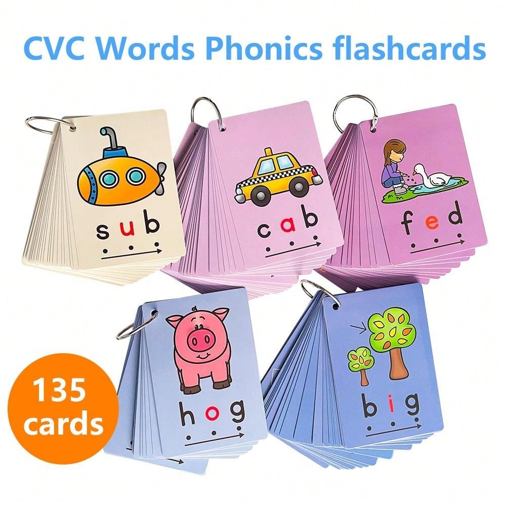 131 Tarjetas De Vocabulario Fonético Con Tarjetas De Palabras Cvc Y ...