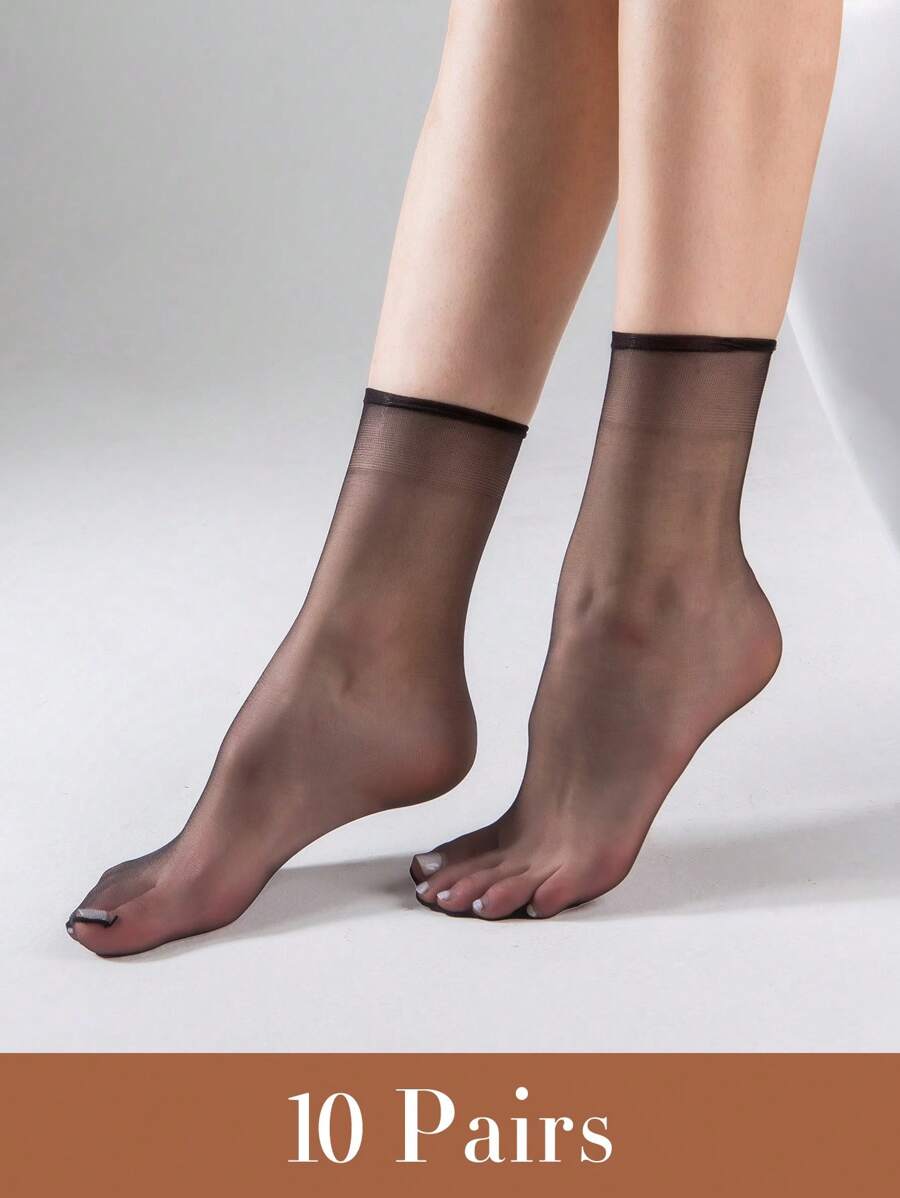 10 Pairs Women's Ultra-Thin & Super Sheer Invisible Silk Ankle Socks ...