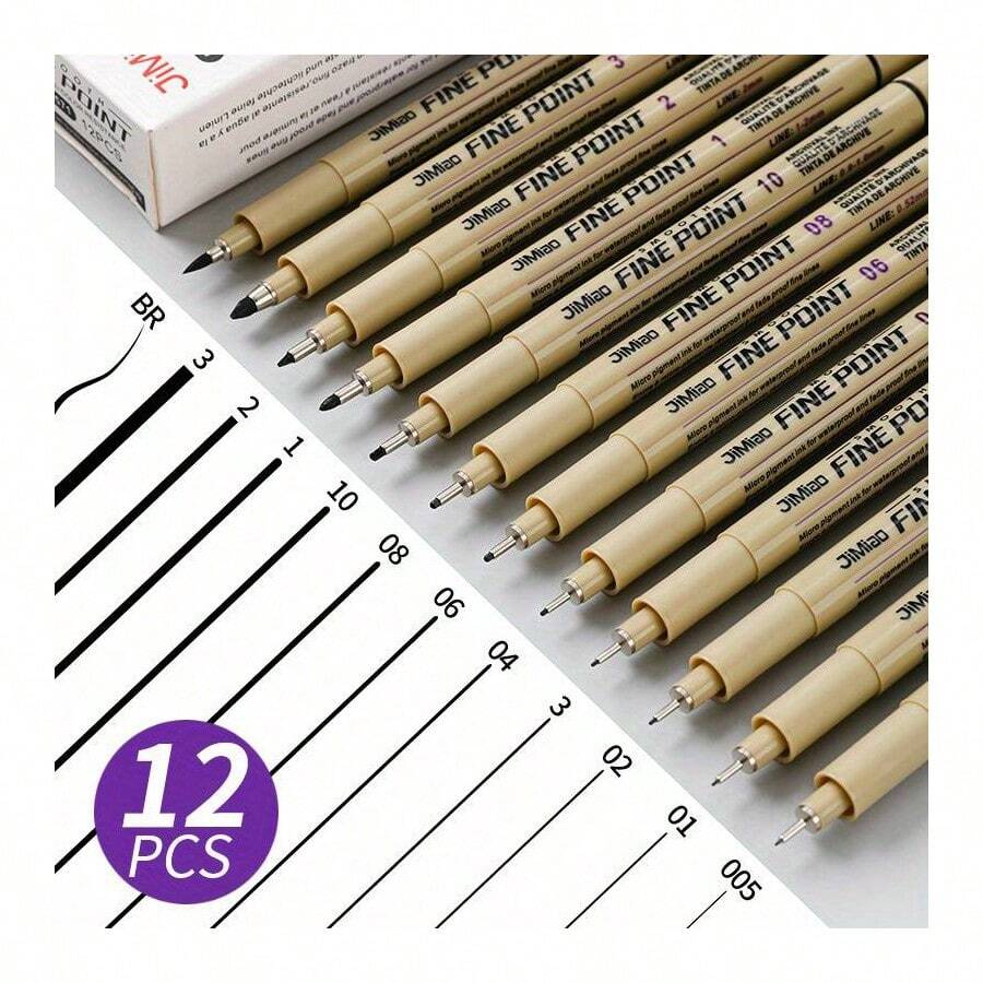 12pcs Fine Line Drawing Pens Waterproof Archival Ink Fineliner Pen Set ...