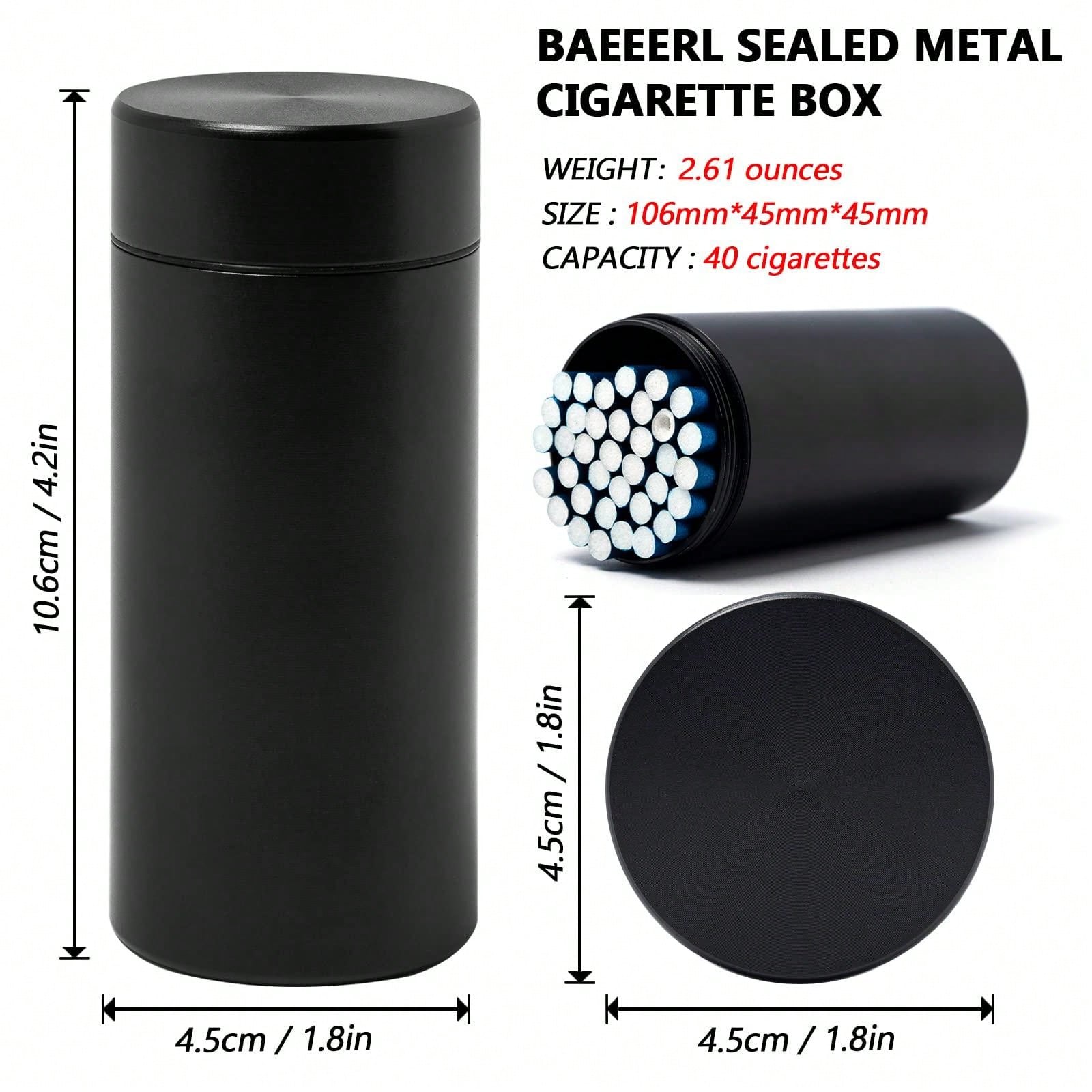 1pc 40 Cigarettes Round Metal Cigarette Box Waterproof Portable Smoke ...