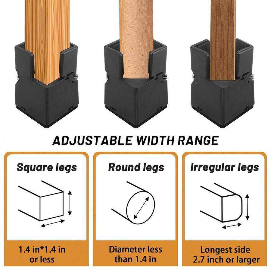 4 Pack Black Bed Risers 2 Inch Heavy Duty Furniture Risers With Screw ...