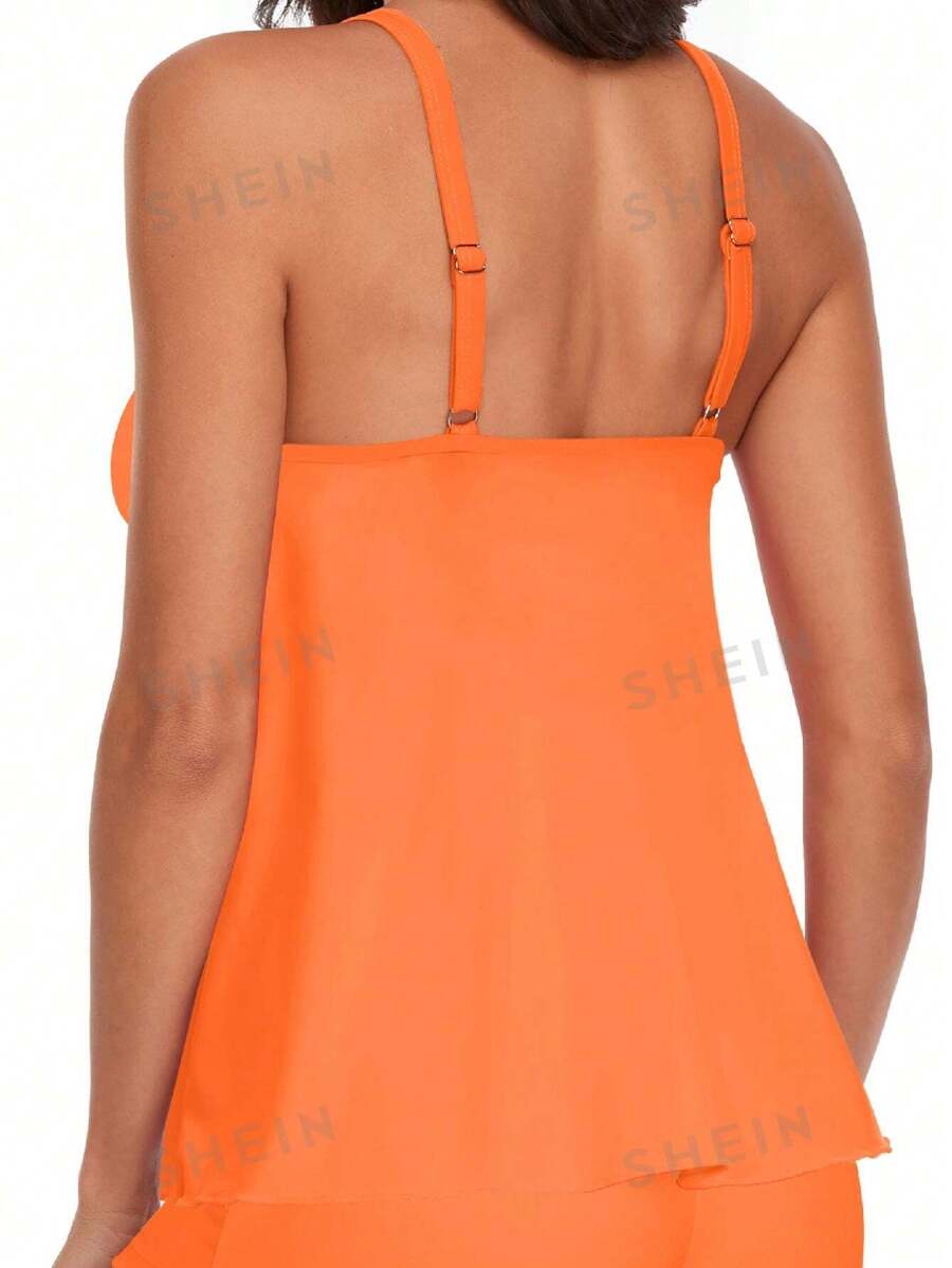 Ladies" Solid Color Tankini Set With Vest Top And Four-Corner Brief ...