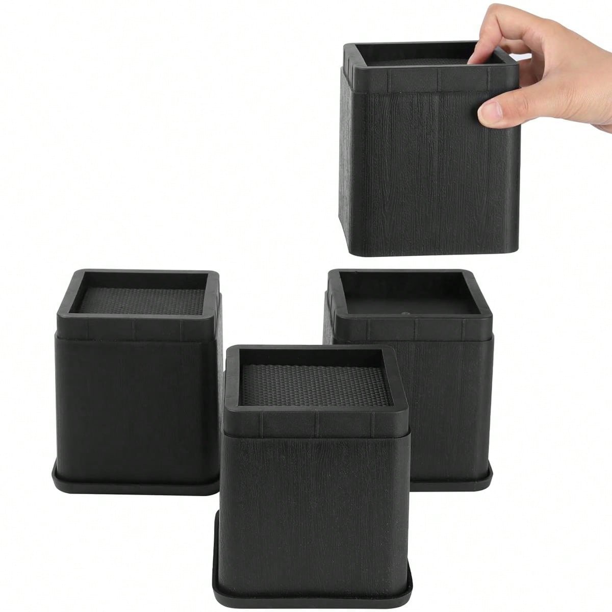 4 Pack 4 Inch Bed Risers Heavy Duty Stackable Furniture Risers Bed ...