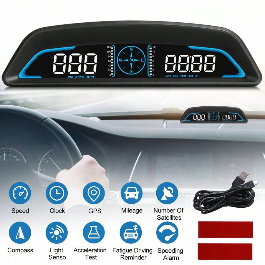 1Pc Universal Car HUD GPS Head Up Display Speedometer Odometer With ...