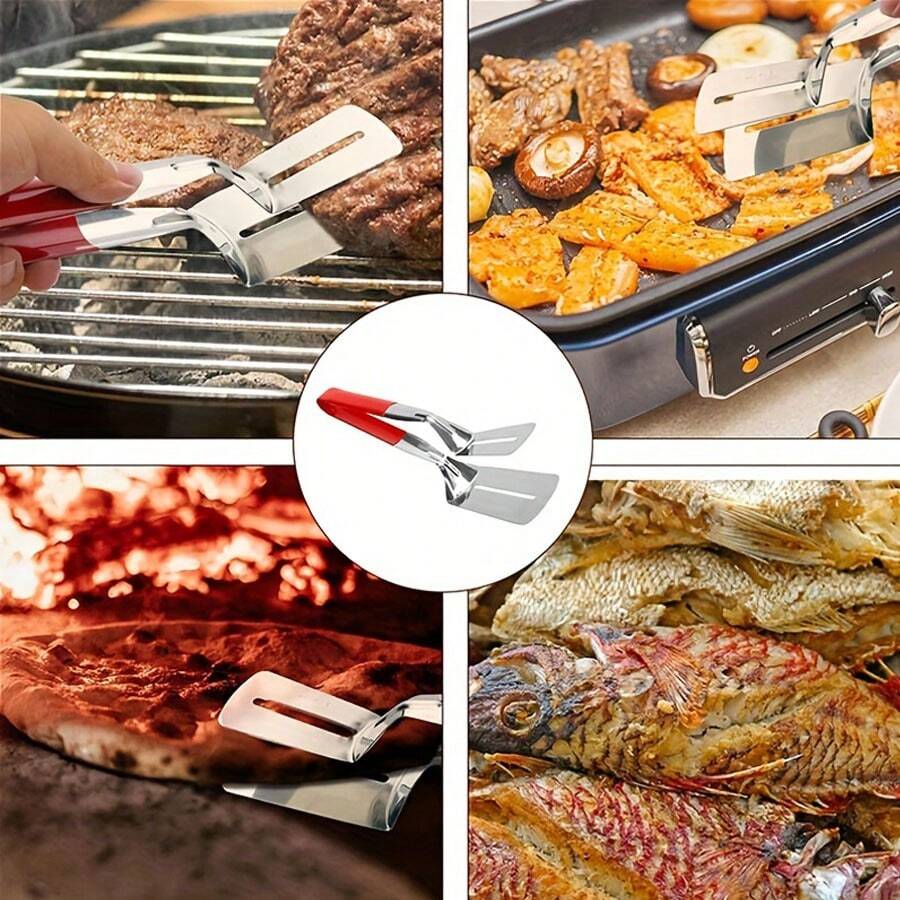 1pc Stainless Steel Steak Shovel Bbq Tongs Fish Clamp Kitchen Bread ...