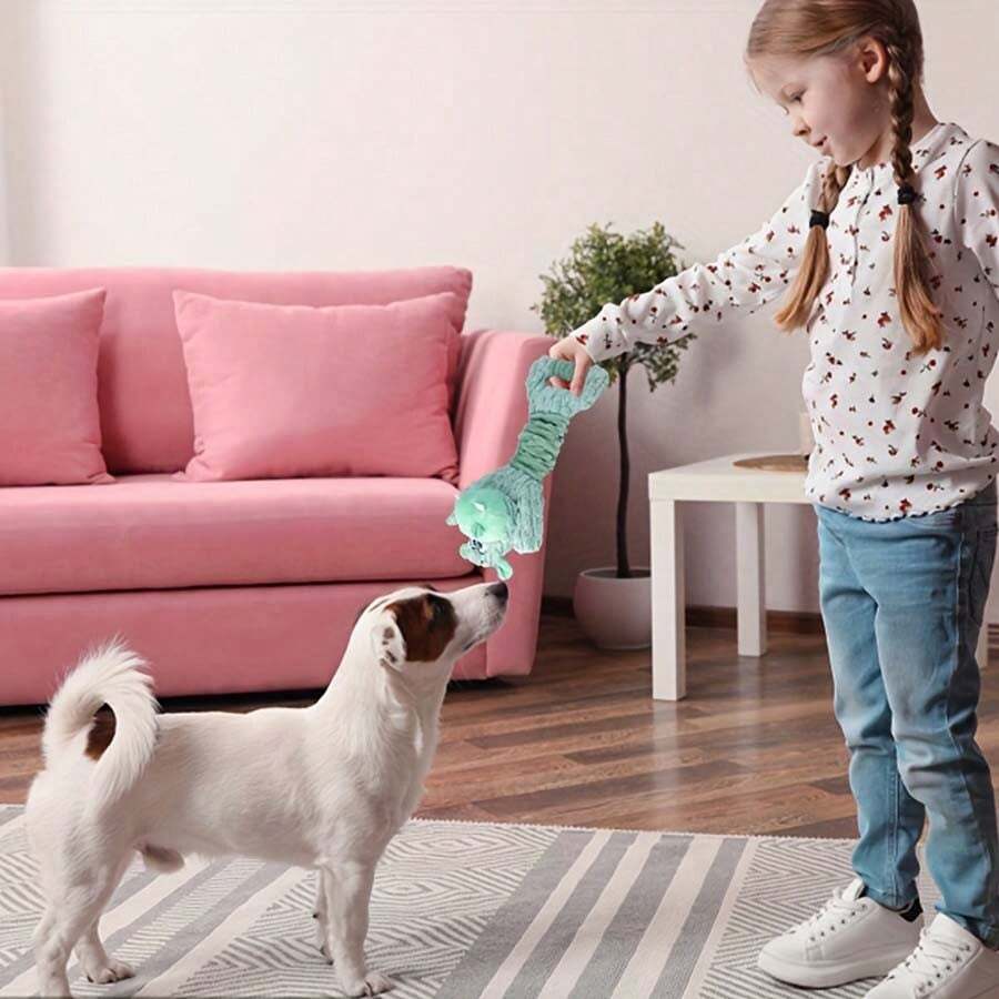 Mint Green Hippo Elastic & Resilient Sound Making Chew Cleaning Plush ...