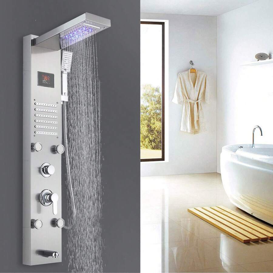 Shower Panel | Smart Digital LED Shower System With 6 Body Jets ...