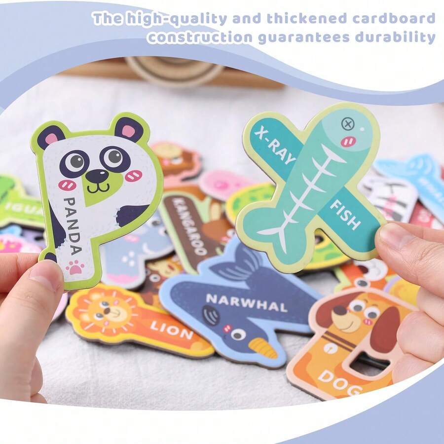 26pcs Large Magnetic Alphabet Letters Set, Cute Animal Design Magnets ...