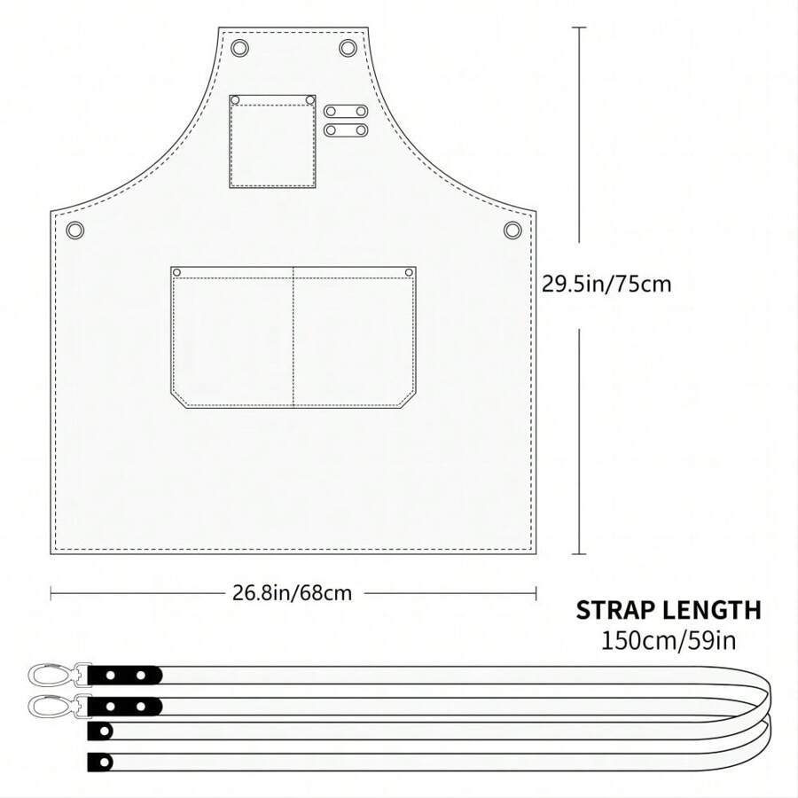 Canvas Apron Adjustable Cross-Back Straps With Three Pockets Chef ...