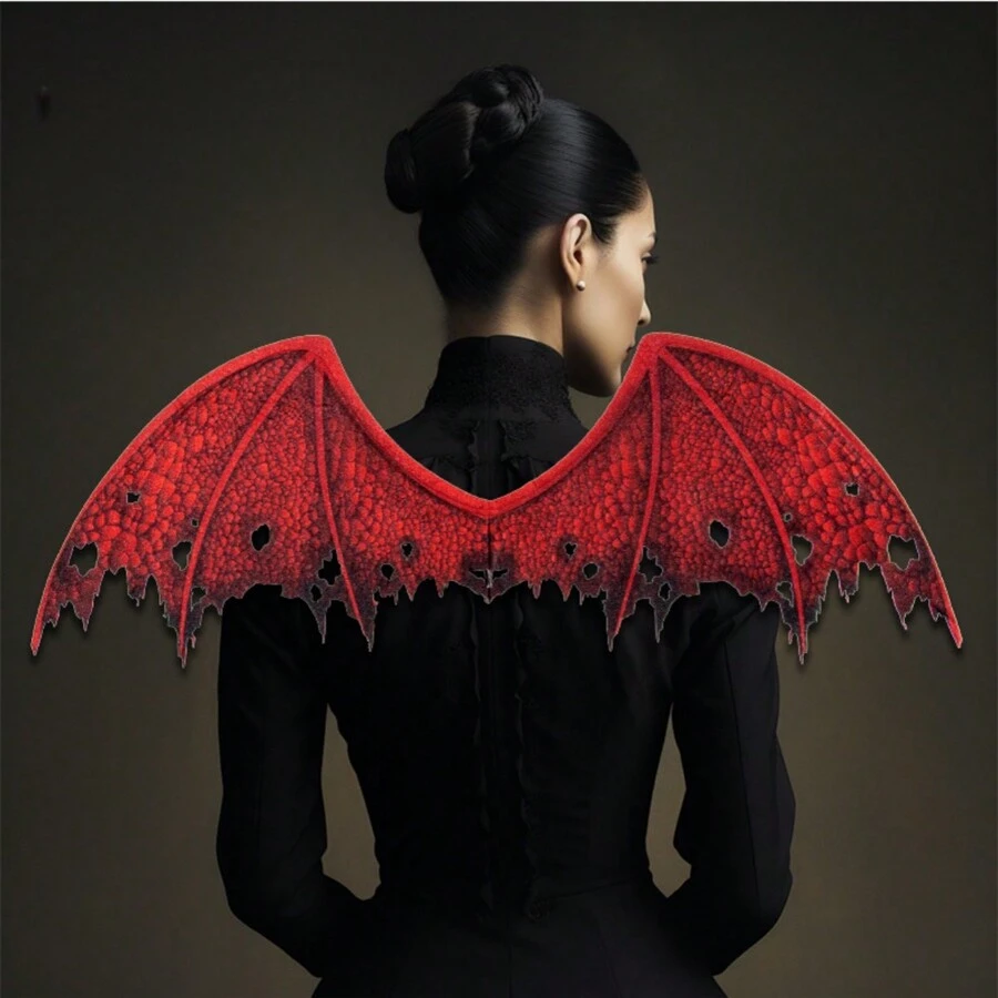 1pc Red Unisex Non-Woven Fabric Devil Wings For Cosplay, Gothic ...