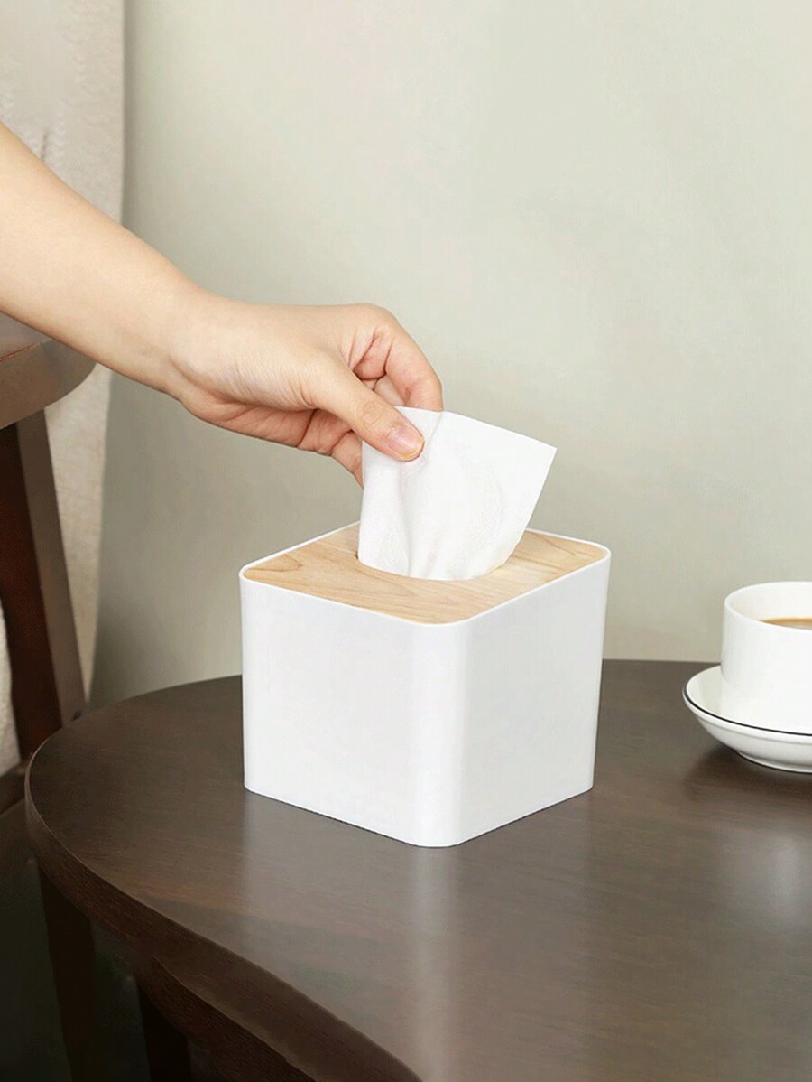 1pc Square Tissue Box Cover With Tissue Holder, Desk Organizer Storage ...