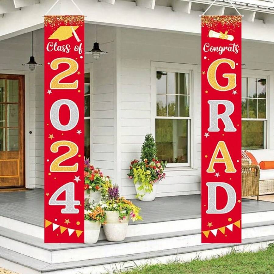 ตกแต่งสำเร็จการศึกษา 2024 GRAD แบนเนอร์สีดำ Graduation Party ตกแต่ง ...