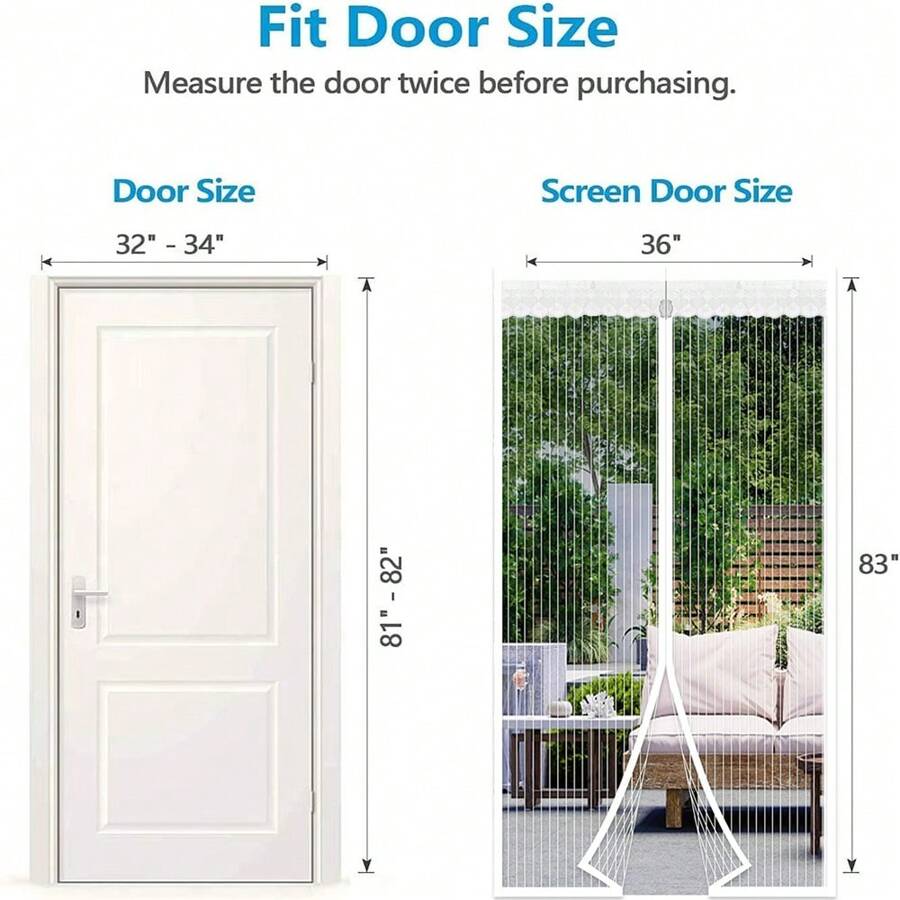 Magnetic Fly Screen Door, Magnet Mesh Curtains With Full Frame, Top-To ...