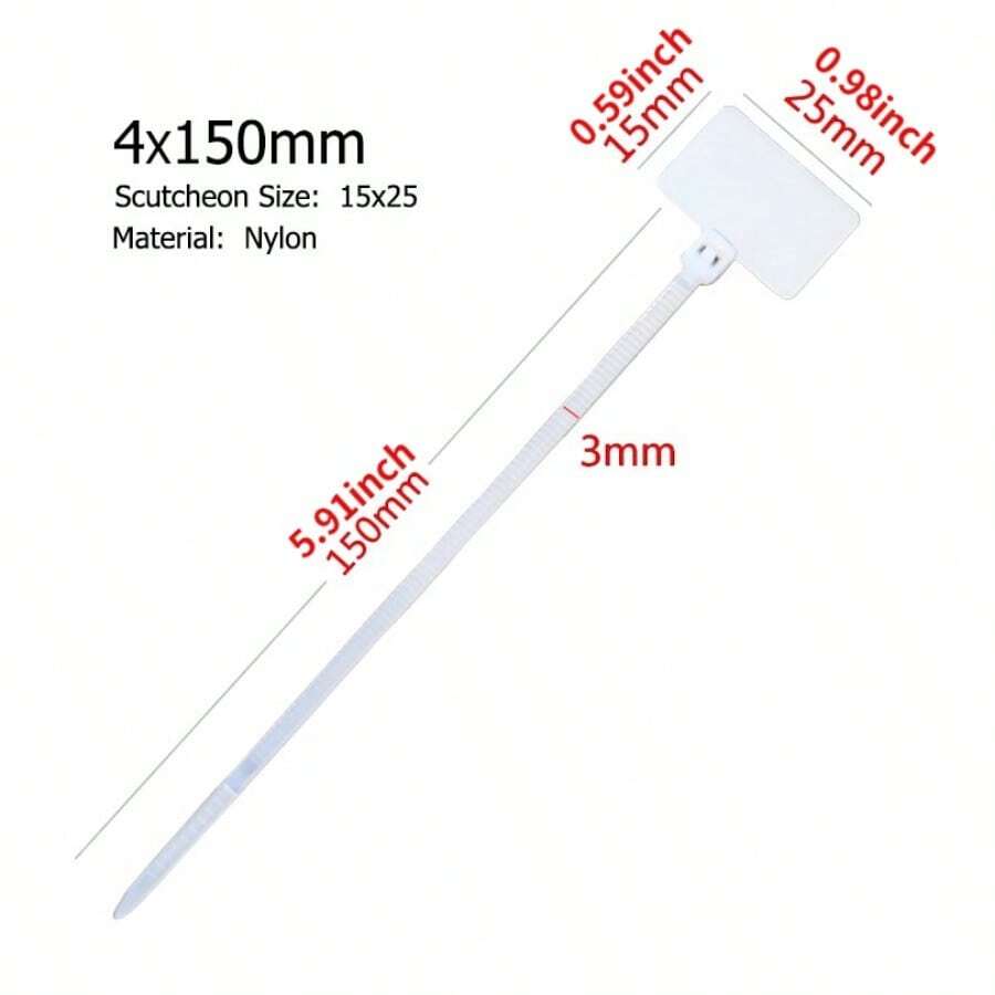 50pcs 4*150mm Nylon Cable Ties Tag Labels Plastic Loop Ties Markers ...