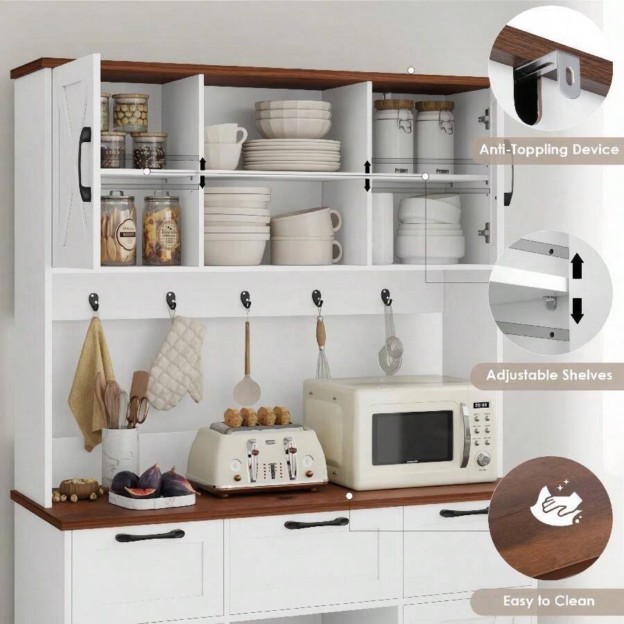 ITUSUT 72.6'' Tall Kitchen Pantry Storage Cabinet, Freestanding Buffet ...