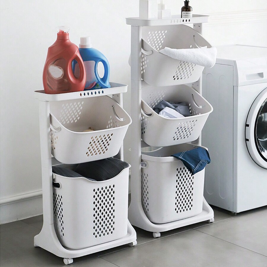 Live And Home 2/3 Layers Laundry Basket With 4 Universal Wheels,Mobile ...
