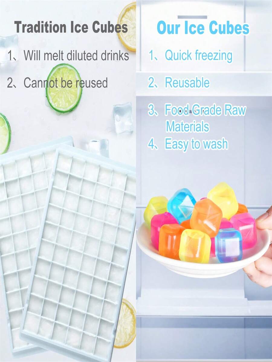 25 Packs Reusable Transparent Ice Cubes,Plastic Ice Cubes Reusable ...