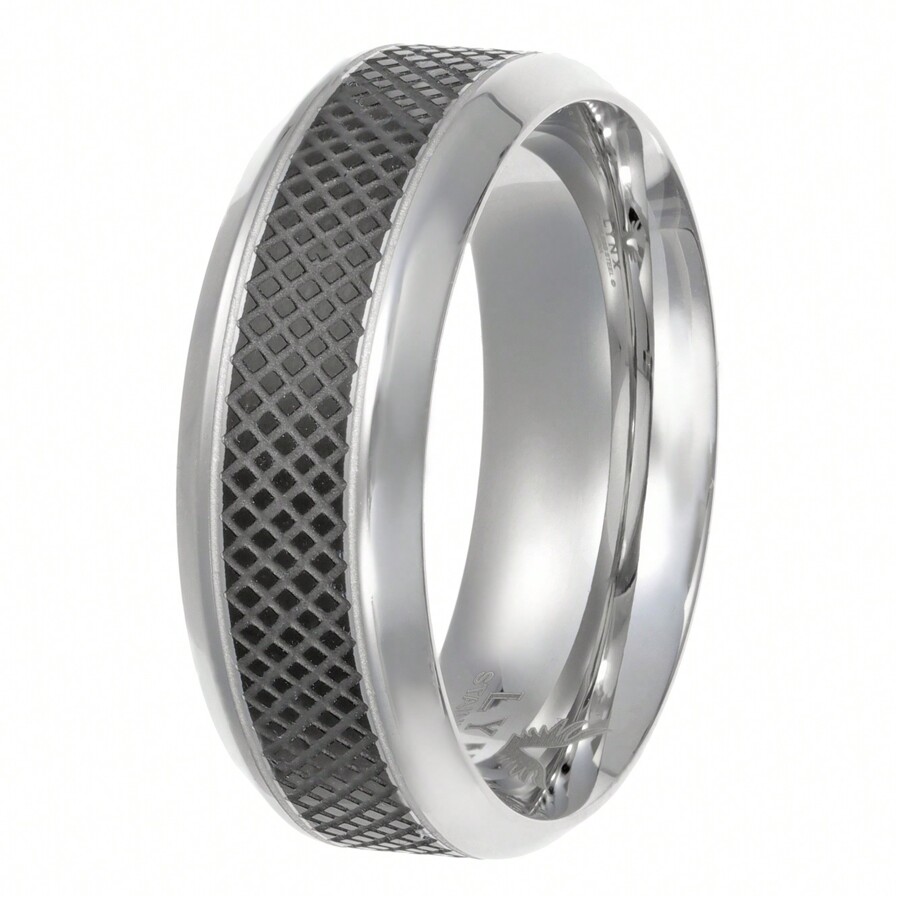 Lynx Men's Stainless Steel Black Ion Plated Textured Diamond Pattern ...