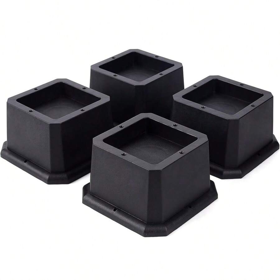 4 Pack Black Furniture Risers 2 Inch Bed Risers Heavy Duty Adjustable ...