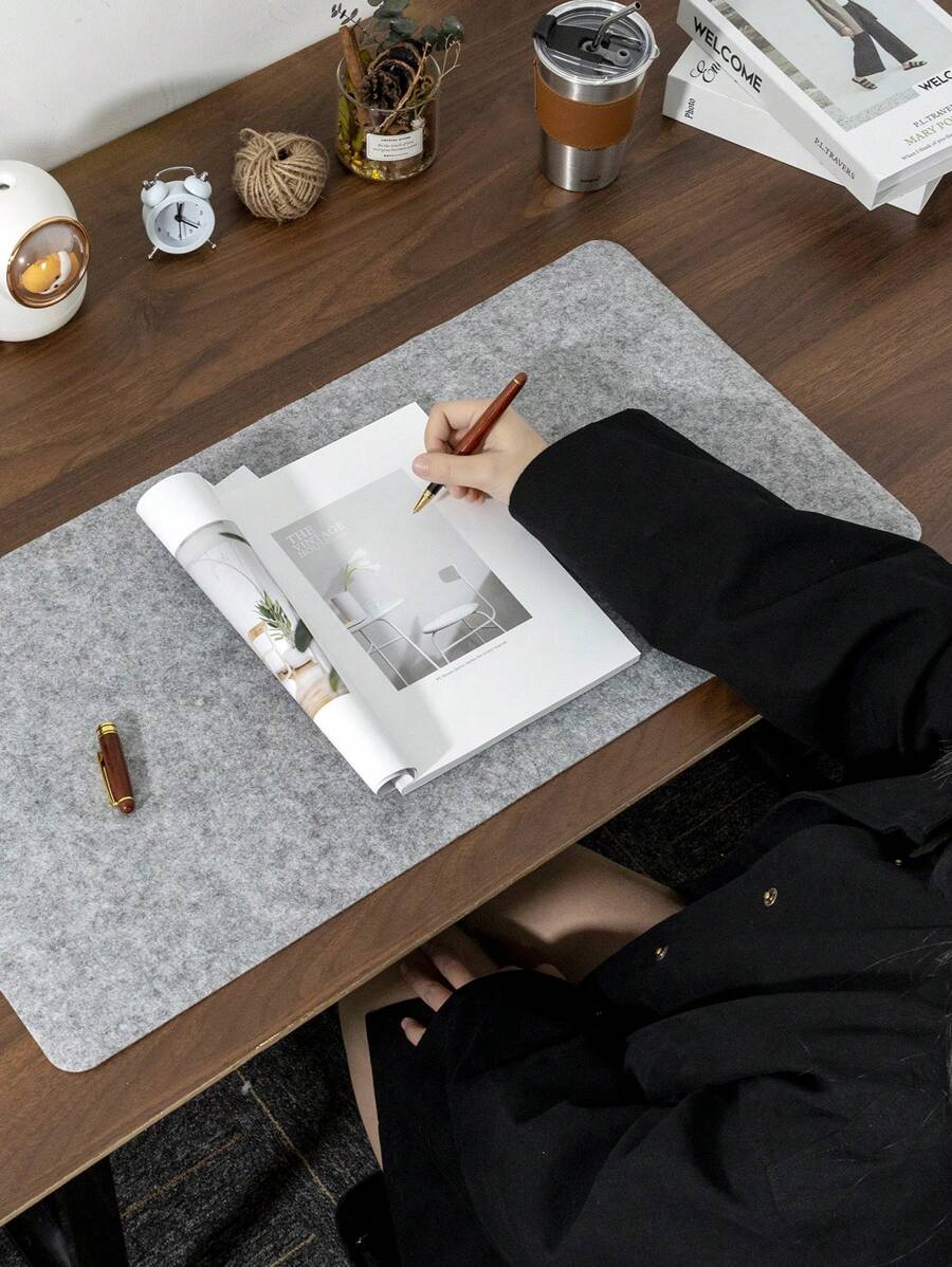 Gray Felt Desk Pad, Anti-Slip Mouse Pad, Gaming Desk Mat, Student Desk ...