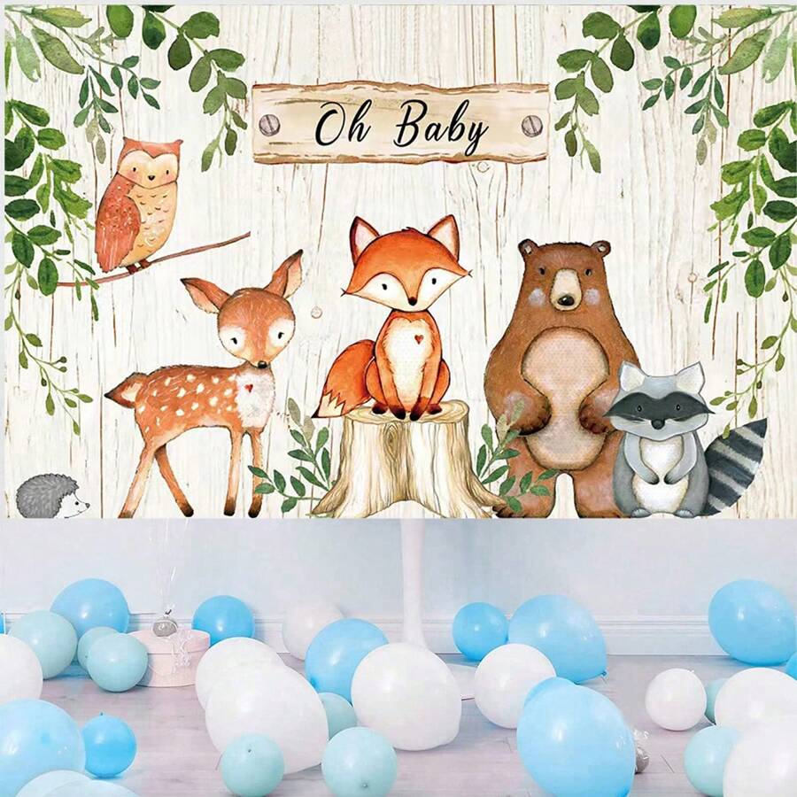 Woodland Baby Shower Backdrop, Creatures Banner, Fawn Animal Friends ...