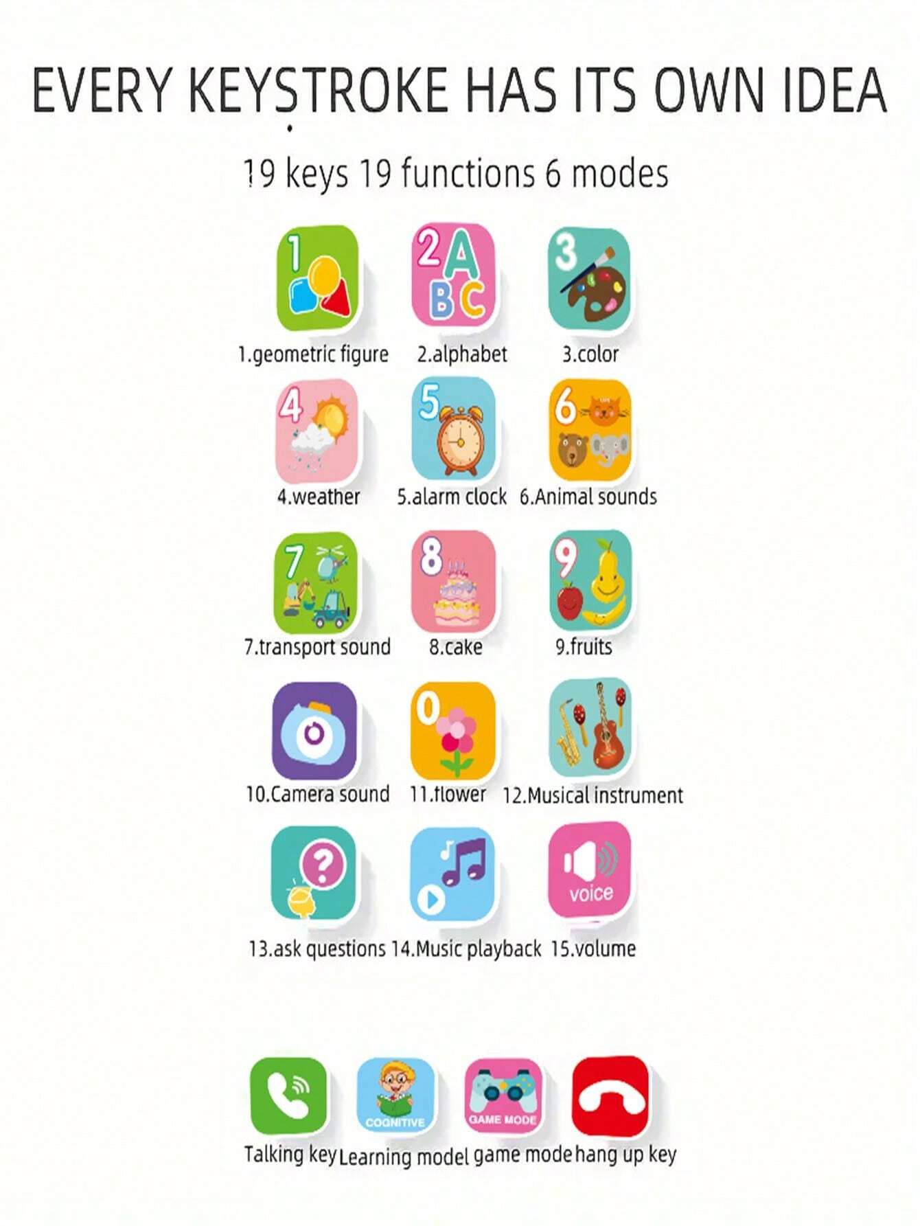 Multifunctional Mobile Learning Toy, Includes Learning Mode & Gaming Mode, 6 Modes With Dazzling ...