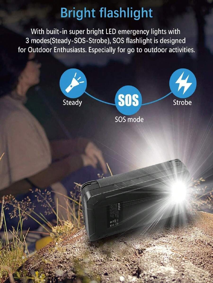 Soluser Solar Power Bank 26.800mAh, carregador solar com 4 painéis ...