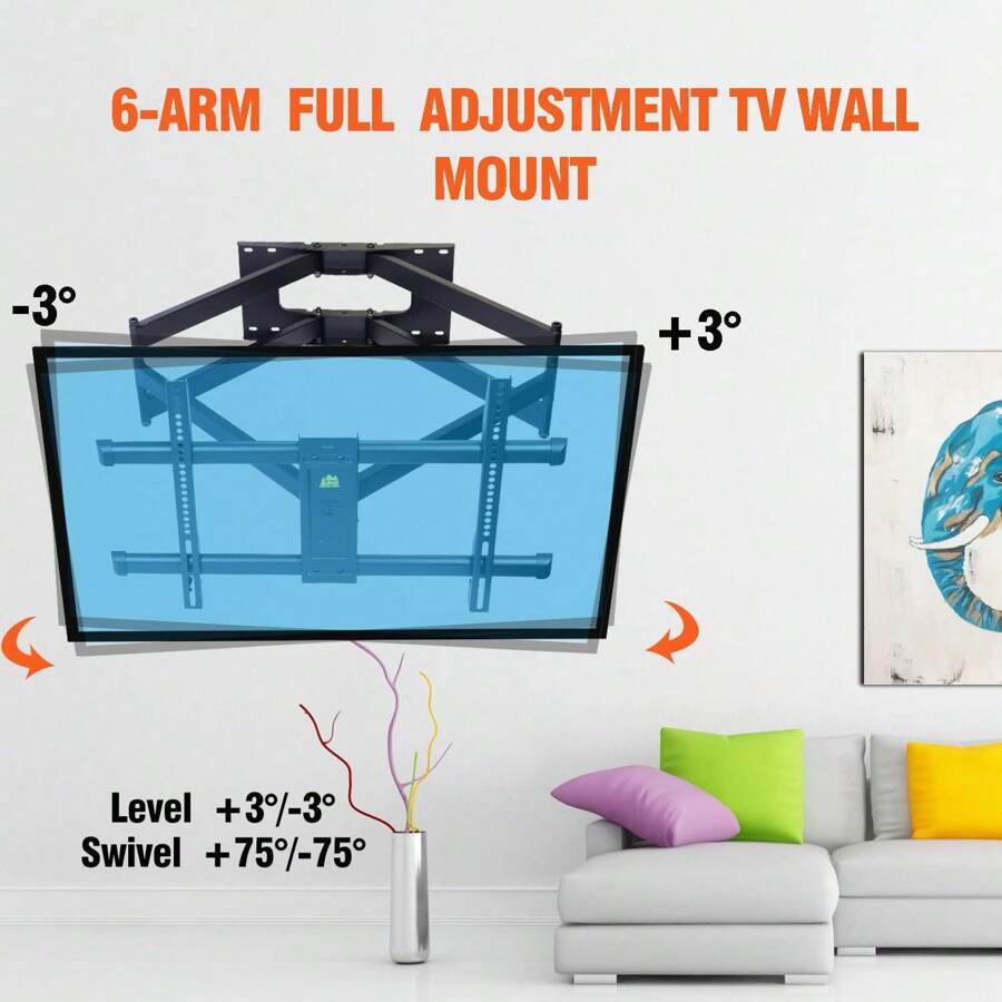 FORGING MOUNT Long Arm TV Mount Bracket,Dual Articulating Arm Full Motion TV Wall Mount With ...