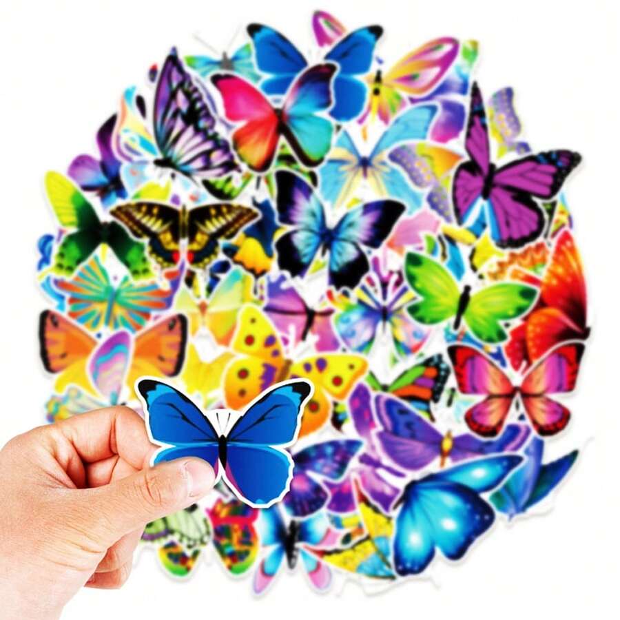 50pcs Butterfly Themed Inspirational Waterproof Cute Cartoon Stickers ...