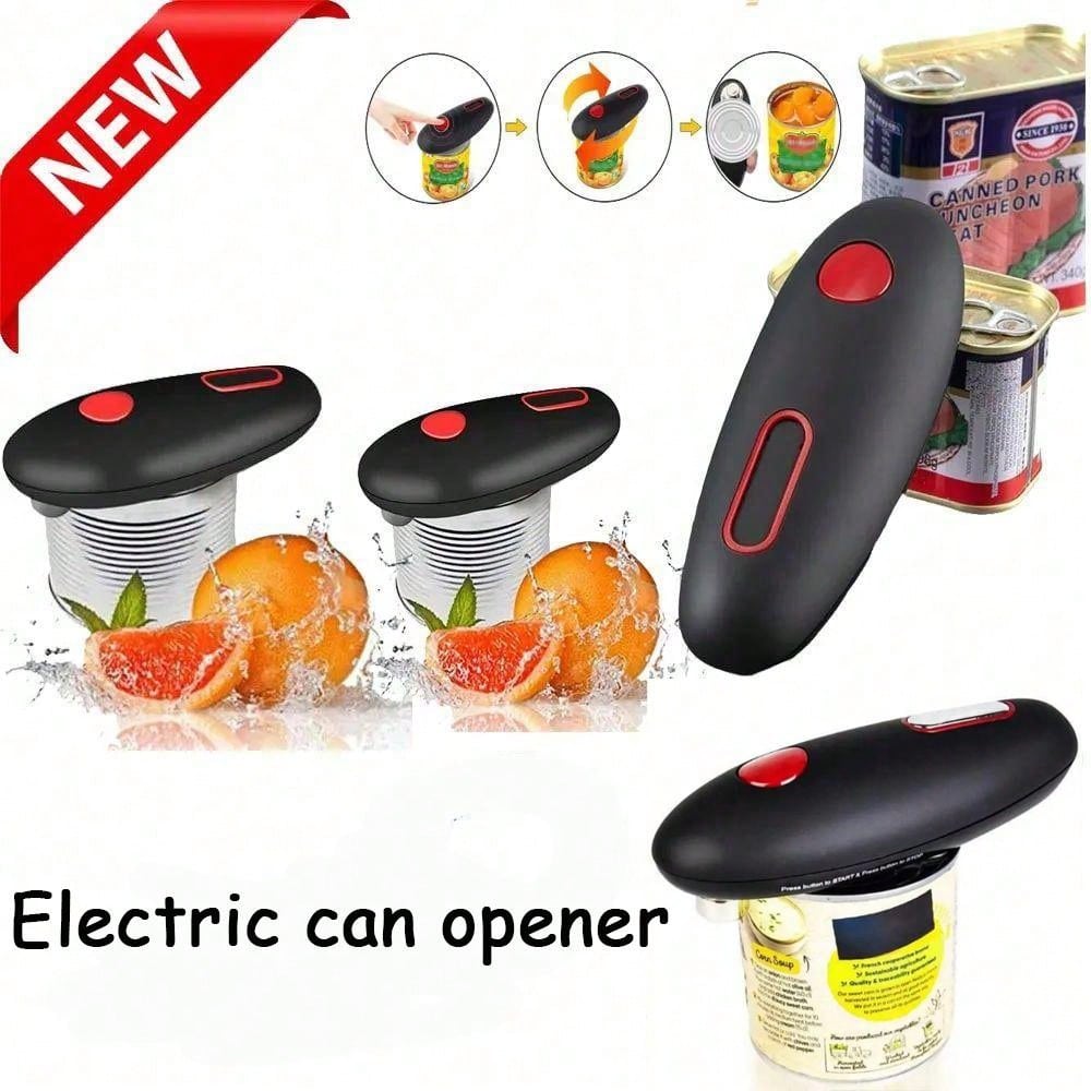 One Battery-Operated Black Electric Can Opener, Handheld One-Touch ... One Battery-Operated Black Electric Can Opener, Handheld One-Touch ...