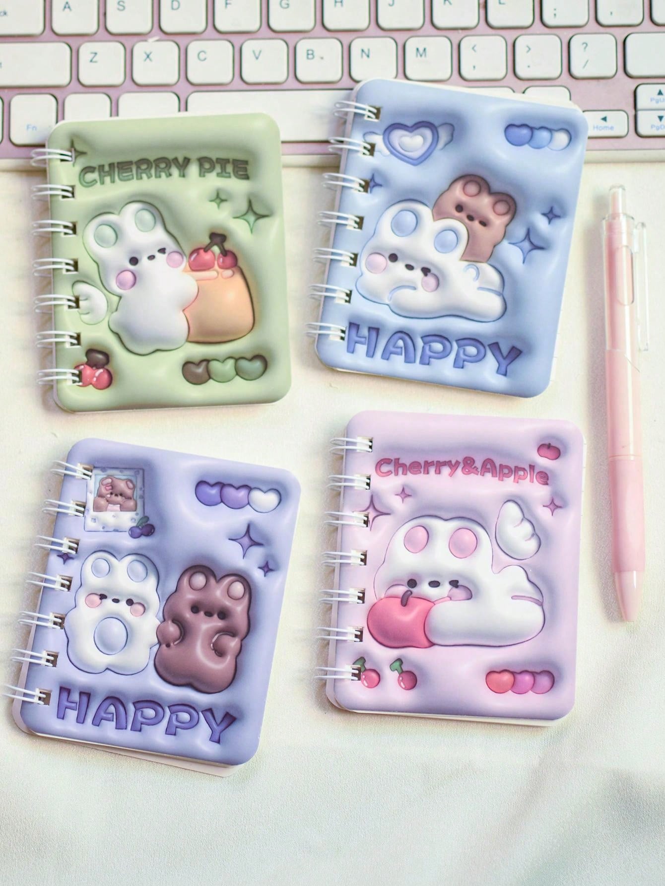 Set Of 4 A7 Cartoon Spiral Notebooks With 80 Pages, Cute & Portable ...